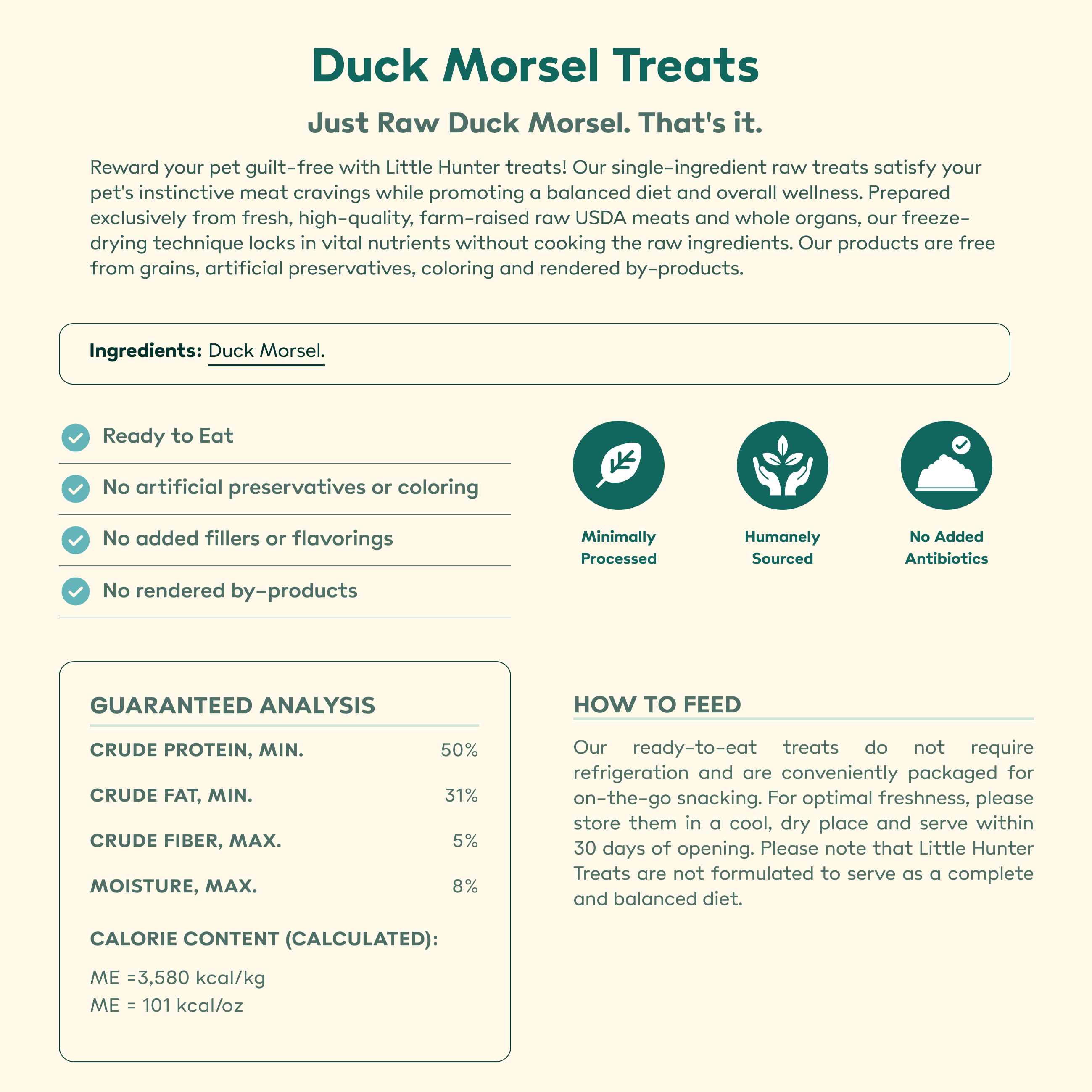Raw Duck Morsel Treats – Little Hunter